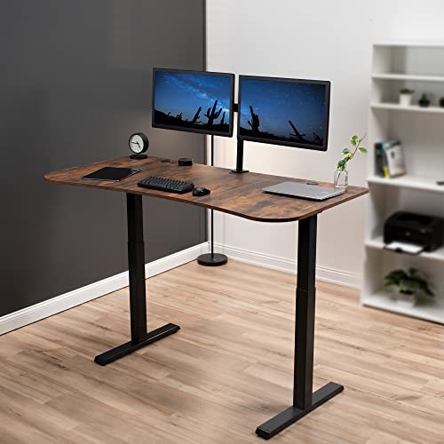 VIVO 63 x 32 inch Universal Table Top for Standard and Sit to Stand Height Adjustable Home and Office Desk Frames, 3 Section Desktop, Vintage Brown, DESK-TOP1N