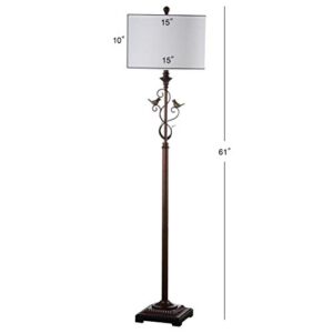 SAFAVIEH Lighting Collection Birdsong Traditional Rustic Farmhouse Oil-Rubbed Bronze 61-inch Living Room Bedroom Home Office Standing Floor Lamp (LED Bulb Included)