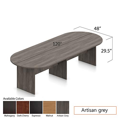 GOF 6FT, 8FT, 10FT Conference Table Chair Set, Artisan Grey, Cherry, Espresso, Mahogany, Walnut (10FT with 8 Chairs, Artisan Grey)