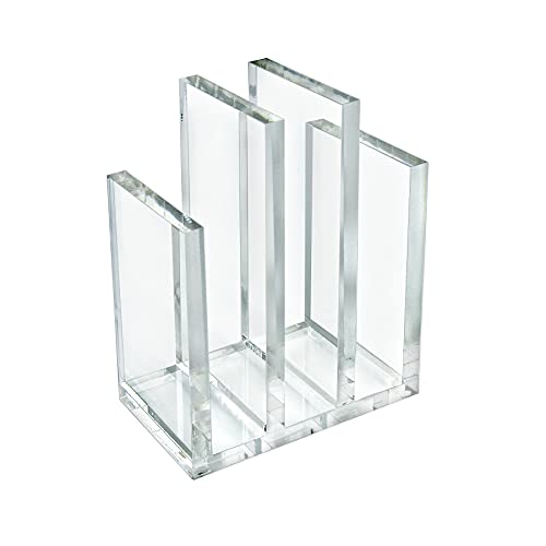 Azar Displays 255035 Clear Acrylic Bookend and Desk File Sorter File Folder Holder for Office ½” Thick Acrylic 1-Pack 255035-1PK