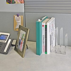 Azar Displays 255035 Clear Acrylic Bookend and Desk File Sorter File Folder Holder for Office ½” Thick Acrylic 1-Pack 255035-1PK