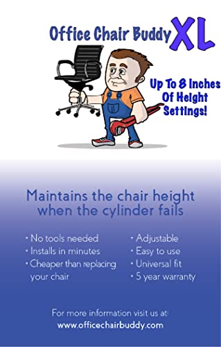 Office Chair Buddy XL - Fix Your Sinking Office Chair in Minutes - Up to 8 Inches of Height Settings - No Tools Needed, Black