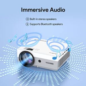 Native 1080P Projector with 5G WiFi and Bluetooth 5.0 - Caupureye Smart Movie Projector for Home & Outdoor Use, Small Proyector Compatible with iOS/Android/PC/Xbox/PS4/TV Stick