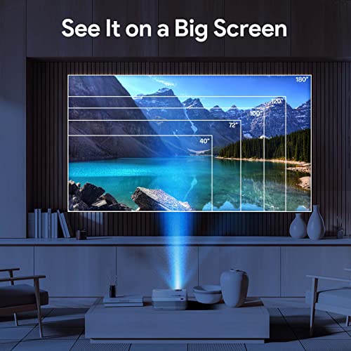 Native 1080P Projector with 5G WiFi and Bluetooth 5.0 - Caupureye Smart Movie Projector for Home & Outdoor Use, Small Proyector Compatible with iOS/Android/PC/Xbox/PS4/TV Stick