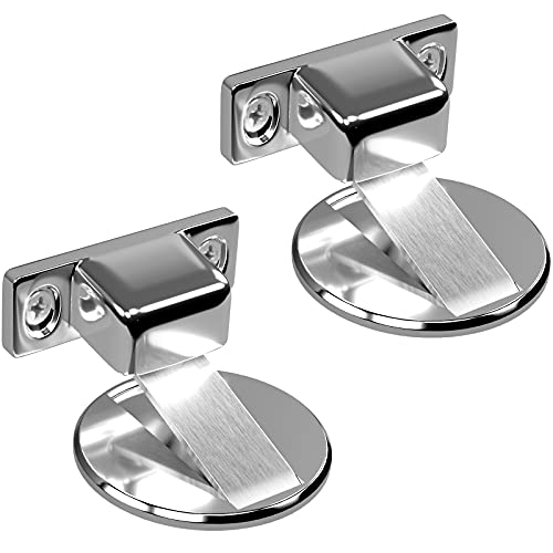 2 Pack Magnetic Door Stop, HOMIYO Magnetic Door Stopper, Stainless Steel Door Holder with Double Sided Adhesive Tape or Hardware Screws, Works for The Door Gap Between 0.2-0.4 Inch (Silver)