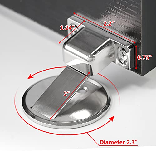 2 Pack Magnetic Door Stop, HOMIYO Magnetic Door Stopper, Stainless Steel Door Holder with Double Sided Adhesive Tape or Hardware Screws, Works for The Door Gap Between 0.2-0.4 Inch (Silver)