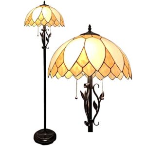 bieye l10731 lotus flower tiffany style stained glass floor lamp with 16-inch lampshade, 61-inch tall