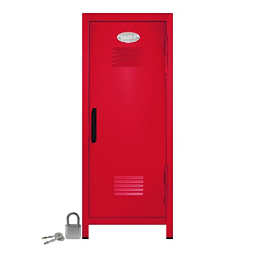 Mini Locker with Lock and Key Red -10.75" Tall x 4.125" x 4.125"