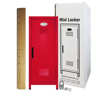 Mini Locker with Lock and Key Red -10.75" Tall x 4.125" x 4.125"