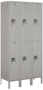 salsbury industries 62365gy-u standard metal locker double tier 3 wide 6 feet high 15-inch deep gray unassembled gray