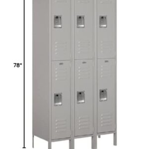 Salsbury Industries 62365GY-U Standard Metal Locker Double Tier 3 Wide 6 Feet High 15-Inch Deep Gray Unassembled Gray