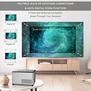 Projector with 5G WiFi and Bluetooth, Movie Projectors 4K 1080P HD10000L / 350 ANSI lumi Portable Outdoor Projectors Home Theater Projector Compatible with TV Stick, Phone, Computer