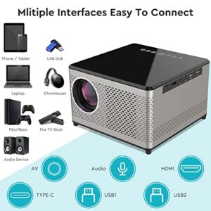 Projector with 5G WiFi and Bluetooth, Movie Projectors 4K 1080P HD10000L / 350 ANSI lumi Portable Outdoor Projectors Home Theater Projector Compatible with TV Stick, Phone, Computer