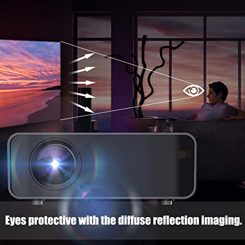 Video Projector, 800x480P 1500 Brightness 1000:1 Contrast HD LED Movie Projector Support Red Blue 3D, Mini Portable Projector Home Theater Support Dual USB/HDMI/VGA/AV/KTV(Black)