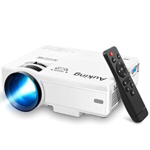 auking projector, 2023 upgraded mini projector, 7500 lumens multimedia home theater video projector, compatible with full hd 1080p hdmi, usb, vga, av, smartphone, pad, tv box, laptop