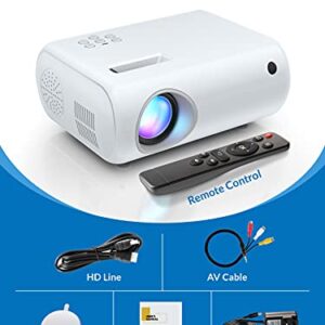 Mini Projector, CLOKOWE 2023 Upgraded Portable Projector with 7000 Lux and Full HD 1080P, Movie Projector Compatible with iOS/Android Phone/Tablet/Laptop/PC/TV Stick/Box/USB Drive/DVD/Game Console