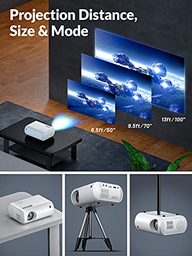 Mini Projector, CLOKOWE 2023 Upgraded Portable Projector with 7000 Lux and Full HD 1080P, Movie Projector Compatible with iOS/Android Phone/Tablet/Laptop/PC/TV Stick/Box/USB Drive/DVD/Game Console