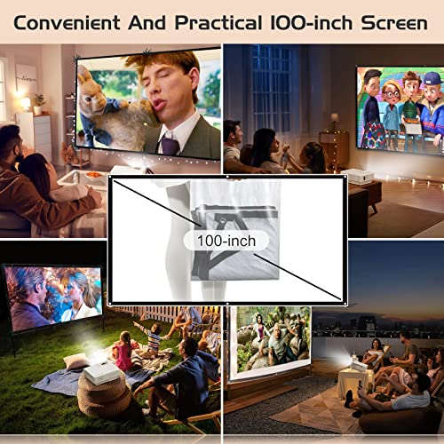 2023 Upgraded Mini Projector with Bluetooth and Projector Screen, Full HD 1080P Supported Portable Video-Projector, Home Theater Movie Projector Compatible with HDMI,VGA,USB,AV,Laptop,Smartphone