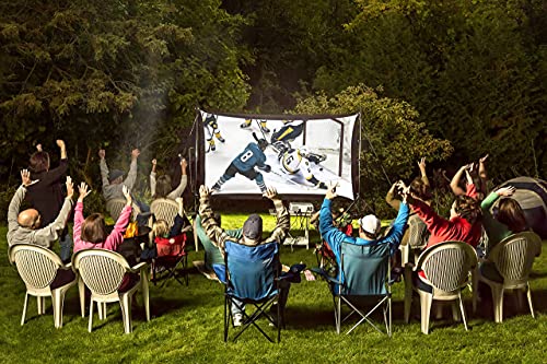 Recreation Series System | 15’ Front and Rear Projection Screen with Savi 4000 Lumen 1080p HD Projector, Sound System, Streaming Device w/WiFi (EZ-600)