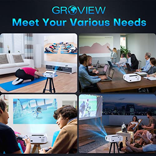 GROVIEW Projector, 15000lux 490ANSI Native 1080P WiFi Bluetooth Projector, 300'' Video Projector, Supports 4K & Zoom, 5G Sync, Compatible with HDMI USB/ AV/ Smartphone/ Pad/ Laptop/ DVD/ TV Stick/ PS5