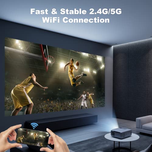 Native 1080P 350ANSI 13000L 5G WiFi and Bluetooth 5.0 Projector Raydem Video Outdoor Movie LED Projector Supports 4K, HD, Compatible with TV Stick,Phone to Enjoy Home Theater