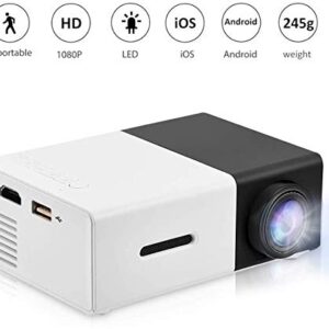 Mini Projector Portable 1080P LED Video Projector Home Cinema Theater Movie projectors Support Laptop PC Smartphone HDMI Input Great Gift Pocket Projector for Party and Camping(Black)