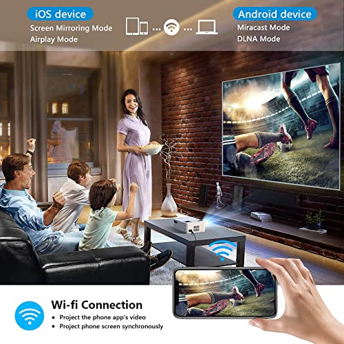 Native 1080P Projector with WiFi and Two-Way Bluetooth, Full HD Movie Projector for Outdoor Movies, 300" Display Projector 4k Home Theater, Compatible with iOS/Android/PC/XBox/PS4/TV Stick/HDMI/USB