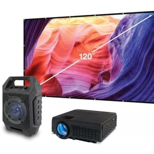 Pop-Up Movie Theater Kit with Projector BT Speaker and Screen 1080i 120'' HDMI