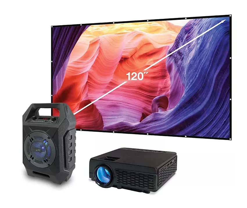 Pop-Up Movie Theater Kit with Projector BT Speaker and Screen 1080i 120'' HDMI