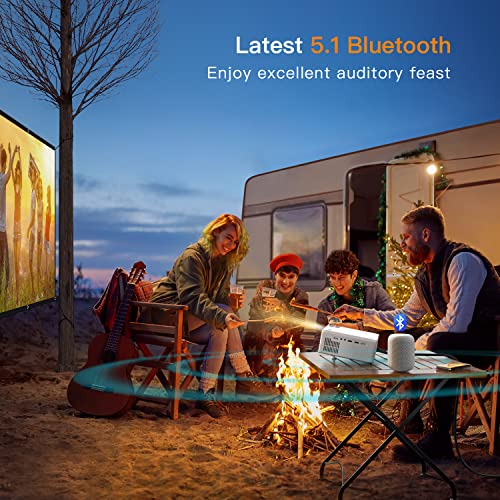 Projector with WiFi and Bluetooth, 6D/4P Keystone 480 ANSI VISSPL 5G Native 1080P Projector 4K Supported, 50% Zoom Outdoor Movie Projector for iOS & Android Phone, Laptop, HDMI, USB, TV Box