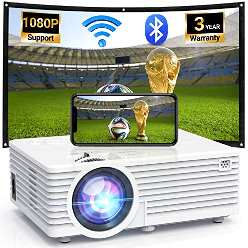 2023 Updated Video Projector with WiFi and Bluetooth, Full HD 1080P Supported Home Movie projector, Portable Outdoor Home Theater Compatible with HDMI, USB, TV Stick, Smartphone, Laptop