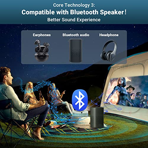 Native 1080P 5G WiFi Bluetooth Projector, Faltopu 9800lumen [120'' Screen Included] 300ANSI Outdoor Mini Movie Projector with WiFi and Bluetooth, Compatible with iOS/Android, TV Stick, HDMI