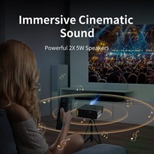 Projector with WiFi and Bluetooth, ASAKUKI Native 1080P 4K Support 450 ANSI Outdoor Movie Proyector, Indoor Home Theater Video Projector w/Portable Bag, Compatible with TV Stick/Phone/iPhone/Laptop