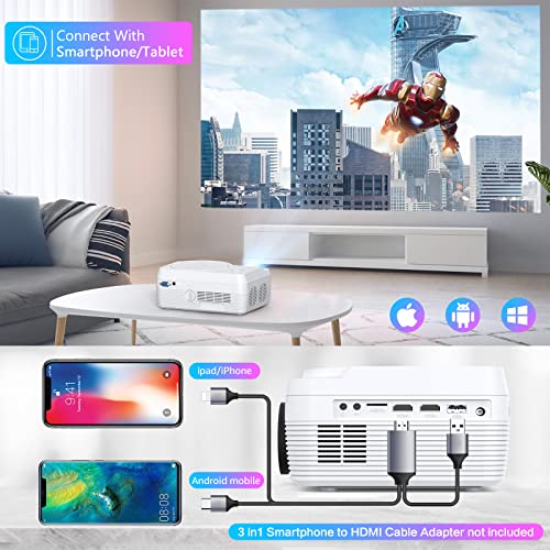 Dxyiitoo Full HD Bluetooth Projector Built in DVD Player 1080P Supported, LCD Technology Portable Mini DVD Projector Home Theater