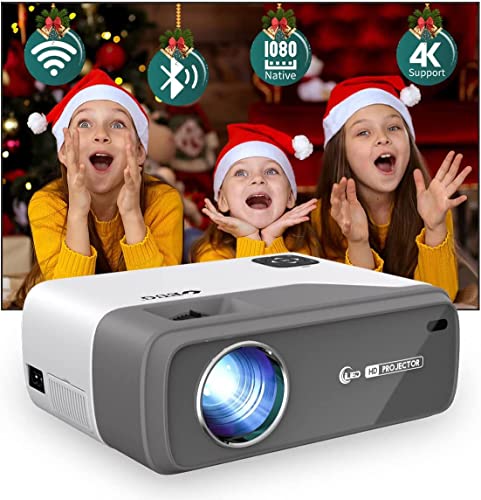 Portable Native 1080P Projector with WiFi Bluetooth,Smart Mini Full HD Home Outdoor Projectors with Netflix Youtobe,Home Theater Video Projector with HDMI USB for Movie Games Laptop Phone Fire Stick