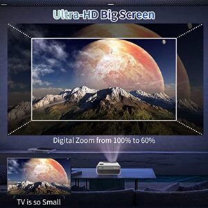 Portable Native 1080P Projector with WiFi Bluetooth,Smart Mini Full HD Home Outdoor Projectors with Netflix Youtobe,Home Theater Video Projector with HDMI USB for Movie Games Laptop Phone Fire Stick