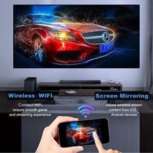 Portable Native 1080P Projector with WiFi Bluetooth,Smart Mini Full HD Home Outdoor Projectors with Netflix Youtobe,Home Theater Video Projector with HDMI USB for Movie Games Laptop Phone Fire Stick