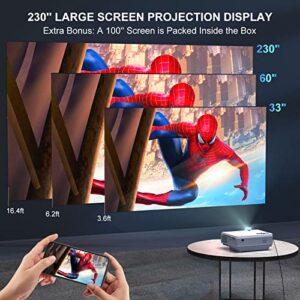 Projector with WiFi and Bluetooth, 5G WiFi Native 1080P 9500L 4K Supported, FUDONI Portable Outdoor Projector with Screen for Home Theater, Compatible with HDMI/USB/PC/TV Box/iOS and Android Phone