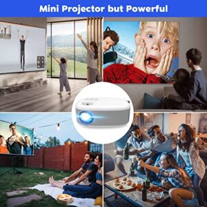 Mini Projector, Portable Projector for iPhone, Full HD 1080P Supported Movie Projector, Portable Video Projector Compatible with TV Stick, Phone, HDMI, USB, TF