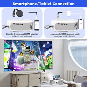 Mini Projector, Portable Projector for iPhone, Full HD 1080P Supported Movie Projector, Portable Video Projector Compatible with TV Stick, Phone, HDMI, USB, TF