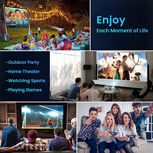 5G WiFi 1080P Projector 4K Supported - OSQ 800 ANSI HD Outdoor Movie with Bluetooth, 4P & ±50° Keystone, Zoom 50%, 300'' Home Cinema Video Support PPT, PS4, TV Stick, Laptop, Phone, white (O-410)