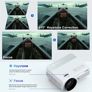 Projector with WiFi and Bluetooth, Native 1080P/12000 Lumen Outdoor Movie Projector with 120‘’ Screen, 4K & 300'' Display Support, Phone Video Projector Compatible with iOS/Android/TV Stick /Win/PS5