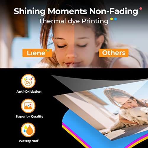 Liene 4x6'' Photo Printer, Photo Printer (100 Sheets), Full-Color Photo, Portable Instant Photo Printer for iPhone, Thermal Dye Sublimation, Wi-Fi Picture Printer w/ 100 Sheets Paper & 3 Cartridges