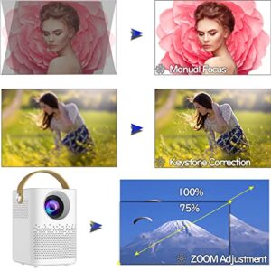 Mini Laptop Projector with WiFi Outdoor Movie Projector 8000LX200” Display, Full HD 1080P Vedio Projector Compatible with Smartphone Stick/PS4/AV/USB/Tablet/Laptop/PC EXCEL PPT iOS Android .