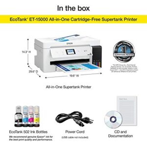 Epson EcoTank ET-15000 Wireless Color All-in-One Supertank Printer with Scanner, Copier, Fax, Ethernet and Printing up to 13 x 19 Inches