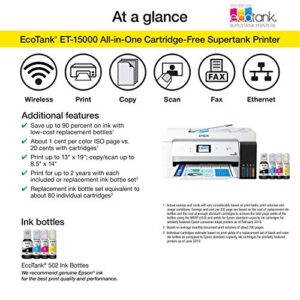 Epson EcoTank ET-15000 Wireless Color All-in-One Supertank Printer with Scanner, Copier, Fax, Ethernet and Printing up to 13 x 19 Inches