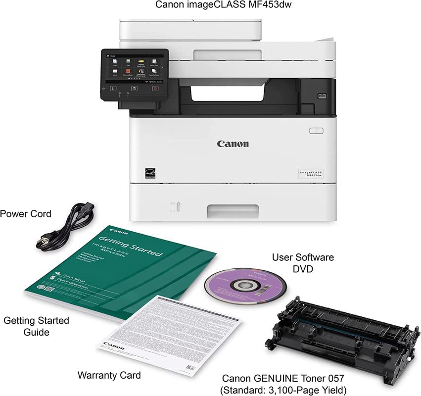 Canon imageCLASS MF453dw All-in-One Wireless Monochrome Laser Printer | Print, Copy, & Scan| | 5" Color Touch LCD | One Pass Duplex Scan