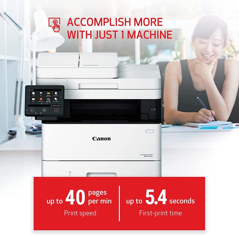 Canon imageCLASS MF453dw All-in-One Wireless Monochrome Laser Printer | Print, Copy, & Scan| | 5" Color Touch LCD | One Pass Duplex Scan