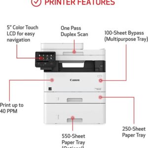 Canon imageCLASS MF453dw All-in-One Wireless Monochrome Laser Printer | Print, Copy, & Scan| | 5" Color Touch LCD | One Pass Duplex Scan