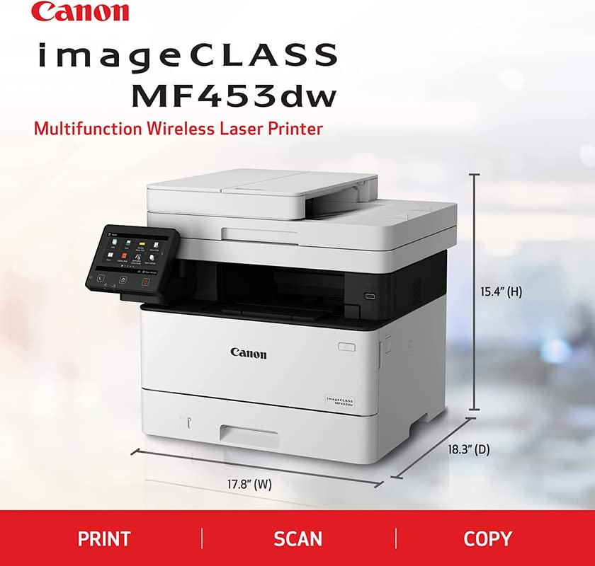 Canon imageCLASS MF453dw All-in-One Wireless Monochrome Laser Printer | Print, Copy, & Scan| | 5" Color Touch LCD | One Pass Duplex Scan